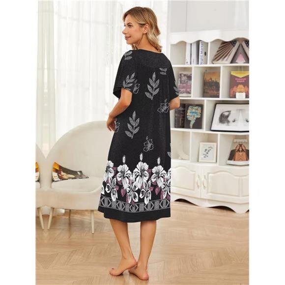 Other | House Dresses With Pockets Moo Moo Nightgown Short Sleeve Mumu ...